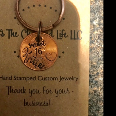 Sweet 16 Key Ring Penny Personalized Penny Penny Key - Etsy