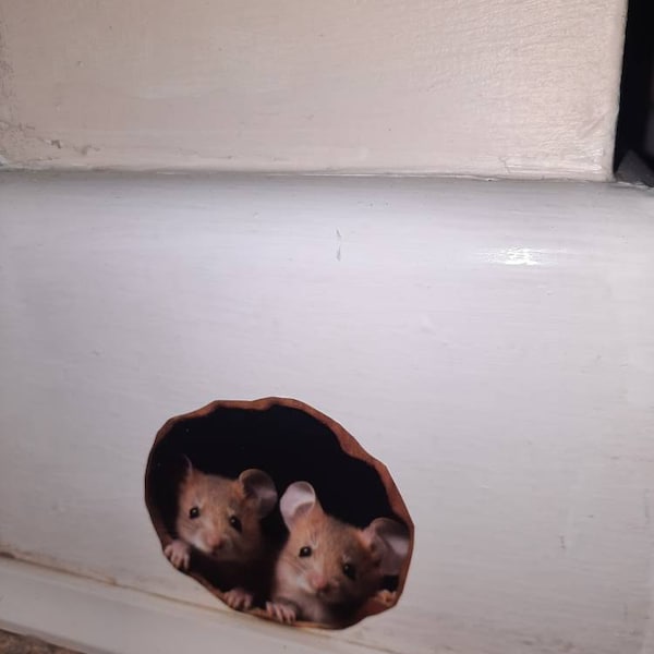 Realistic Mouse in Hole Sticker Mouse Decal Peel and Stick Baseboard or ...