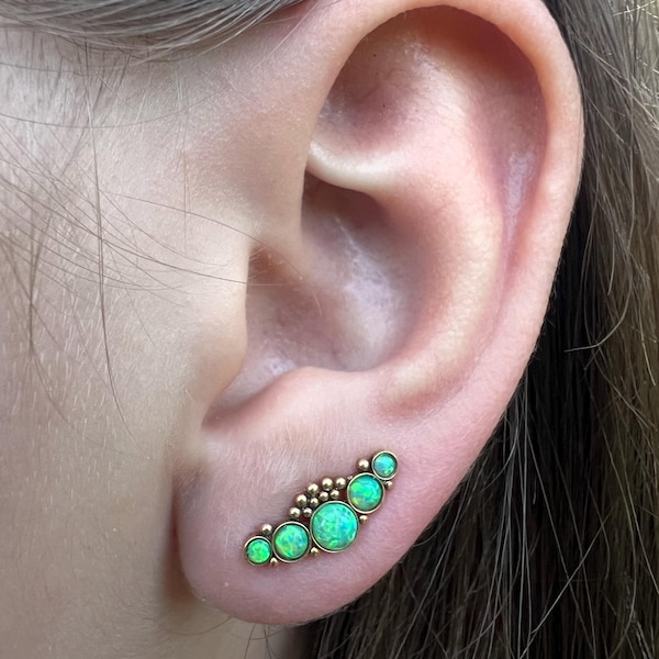 Up the Ear Earrings Surgical Steel, Opal Ear Climber Earrings, Vine ...