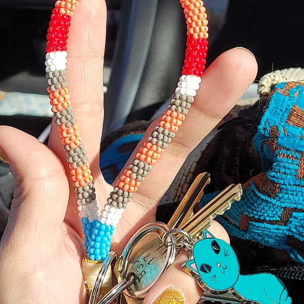 Salmon NATIVE BEADED KEYCHAIN Gift Idea, Elegant, Key Holder, Wrist ...