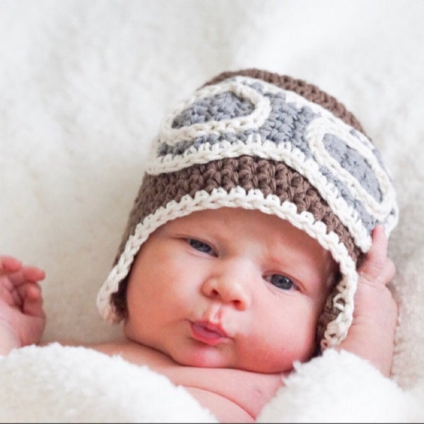 Newborn Aviator Hat, Baby Aviator Hat, Newborn Photo Prop, Baby Boy Hat ...