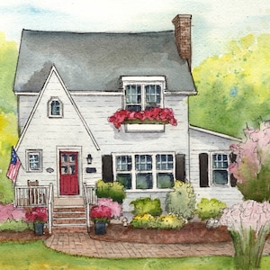 House Painting in Watercolor With Ink Details, Custom Portrait of Your ...