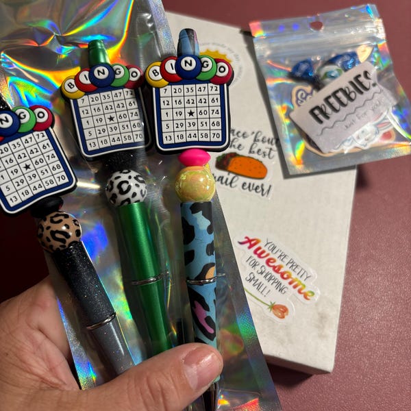 LAST CHANCE Pig Ink Pen // Silicone & Acrylic Beads Beaded Ink Pen ...