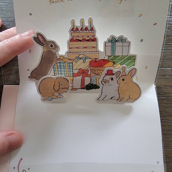 Greeting Card - Happy Birthday - 3D Pop up - Rabbit Party by Schinako ...