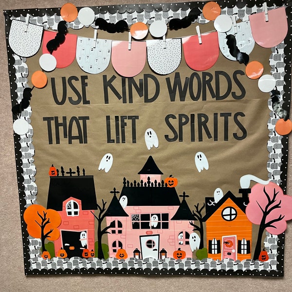 Pastel Haunted Houses Bulletin Board Kit (digital Download) - Etsy