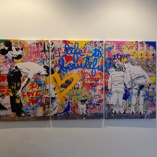 Dj Ape Street Art Banksy Canvas Print Monkey Graffiti Urban Modern Wall ...