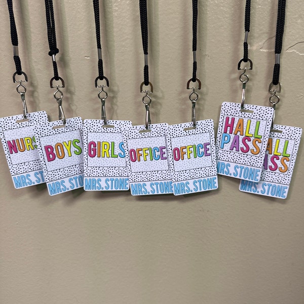 Boho Brights Theme Classroom Hall Passes for Teachers, Personalized ...