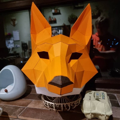 Fox Mask Paper Craft, Digital Template, Origami, PDF Download DIY, Low ...