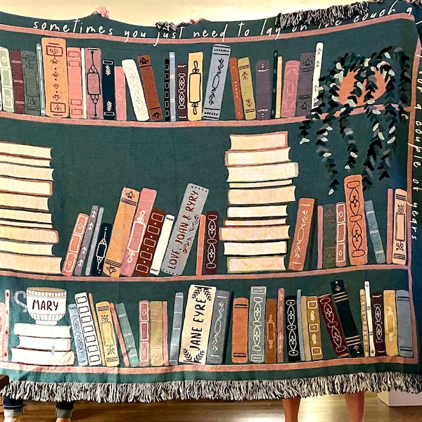 Book Lover Throw Blanket Bookish Woven Tapestry Personalized Gift for ...