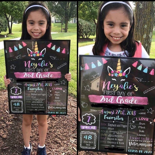 Unicorn Back to School Sign Printable - First Day of School Sign ...