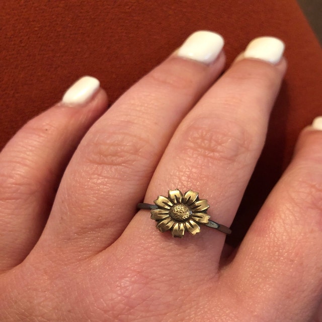 Mammoth Sunflower Ring Flower Ring Stack Ring Silver Stack | Etsy