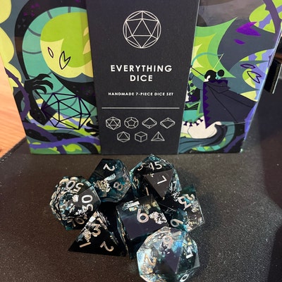 Coldhearted Icy Blue Gradient Handmade Resin Sharp Edge Dnd Dice Set ...