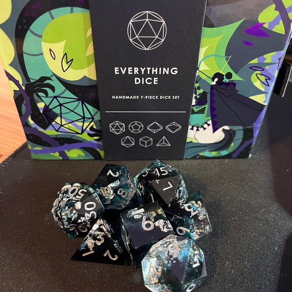 Coldhearted - Icy Blue Gradient Handmade Resin Sharp Edge Dnd Dice Set ...