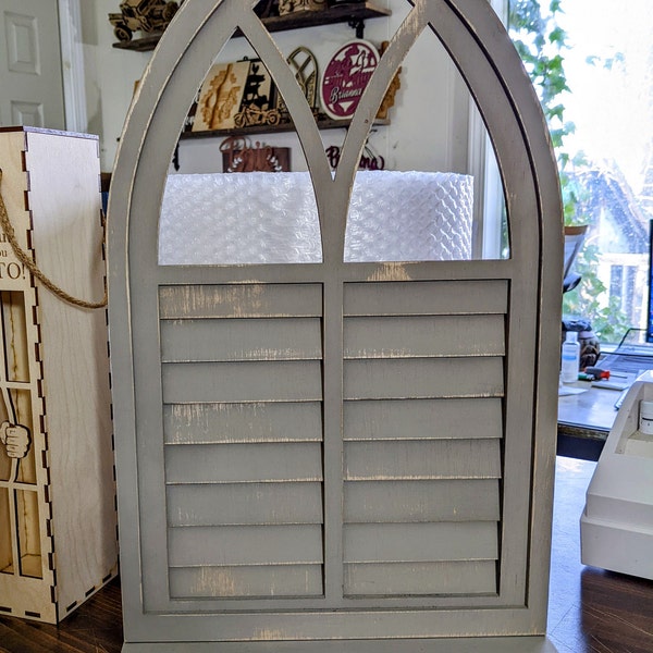 Arched Shutter Window Stand 18.5x10.5inches_glowforge Ready_digital ...