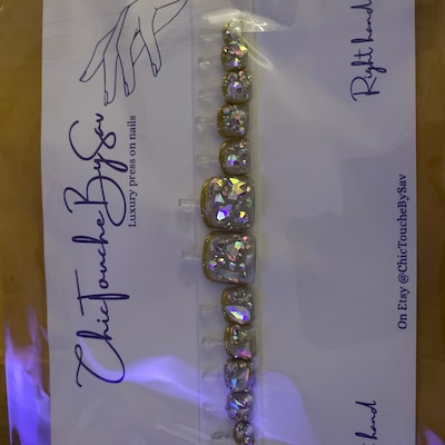 Pink Geode Nails 10 Piece Press on Nail Set Geode Crystal Nails - Etsy