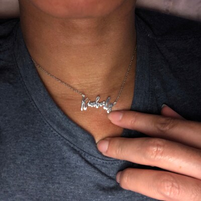 Custom CURSIVE Name Necklace Model2 Handwriting Personalised Necklace ...