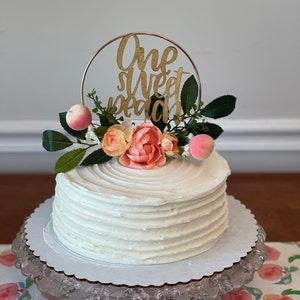 Peach Cake Topper Floral Hoop Topper Sweet as A Peach - Etsy