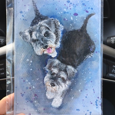 Original Hand Portrait Custom Two Dogs Portrait Double Pet Portrait ...