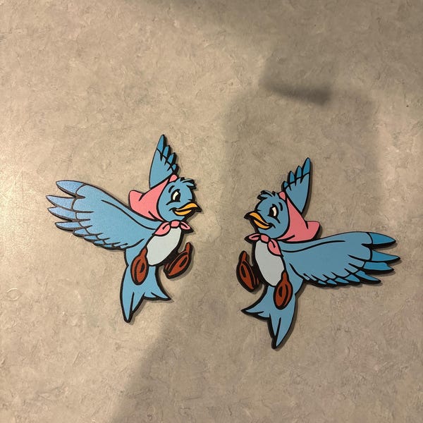 Cinderella Blue Bird Wood Decoration - Disney Birds Wall Art - Bibbidi ...