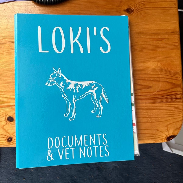 Personalised Pet Document Folder, A4 Ring Binder File, Custom Made, Vet ...