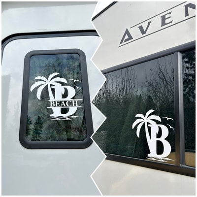 Personalized Last Name Decal RV Door Window Decal Split Monogram Decal ...