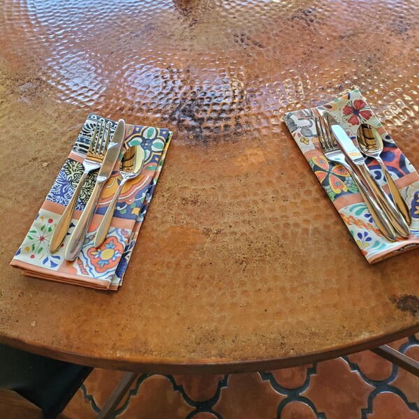 Pottery Dinner Napkins (set of 2) - Talavera Mexican Tiles by Wren ...