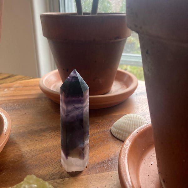Rainbow Fluorite Crystal Tower Point - Raw Fluorite Gemstone Point ...