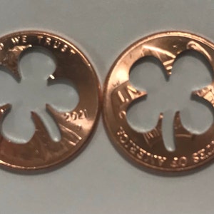 Lucky Penny With Four Leaf Clover Cut Out - Etsy