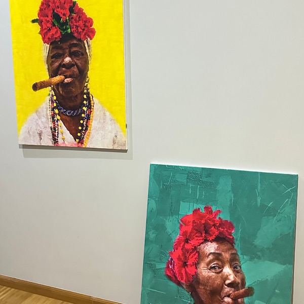 Cuba Lady Portrait, Set of Three Art Works Print on Canvas, Cuban ...