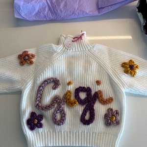 Custom Name Sweater, Personalised, Hand-embroidered Jumper, Baby Shower ...