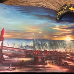 Red Rocket, Art Print, Sunset, Post-apocalyptic, Game Painting, Wall ...