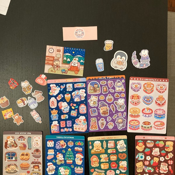 One Winter Day Sticker Sheet Cute, Kawaii, Aesthetic, Cozy, Bear ...