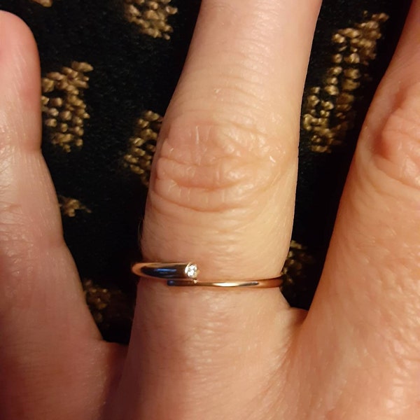 14k Gold Diamond Tusk Ring, Unique Open Cuff Ring - Etsy