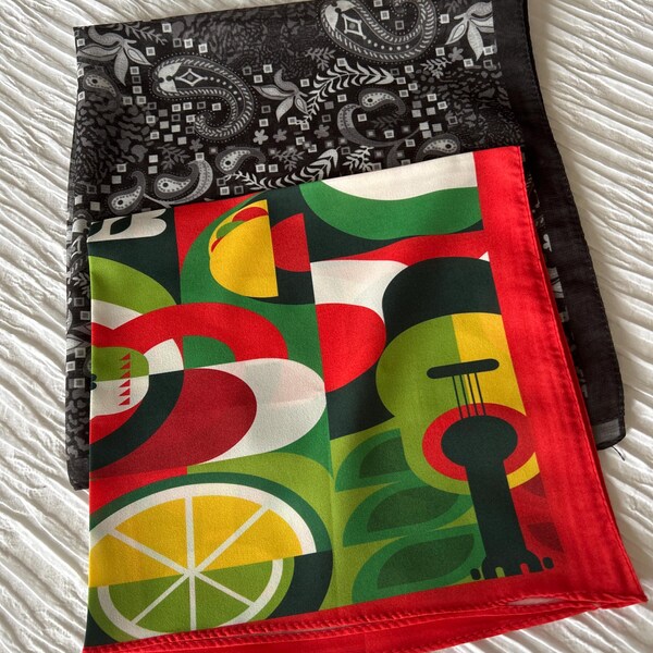 Evil Eye Satin Bandana - Mystical Blue Eye and Floral Pattern Scarf ...