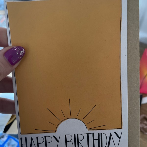 Happy Birthday Sun Mustard Yellow Greetings Card. A6 - Etsy
