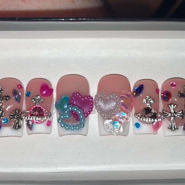 Xl/xxl/3xl/duck/read Description! White/french Tip/bling French/flowers ...