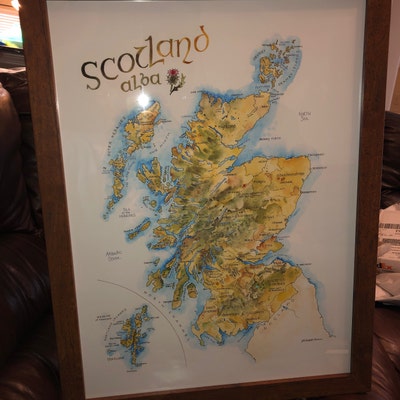 Scotland Map Watercolor Illustration Alba Scottish Highlands Counties ...