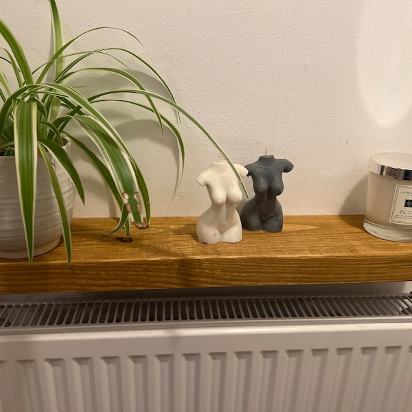 Slim Rustic Floating Wooden Shelf, Radiator Shelf, Rounded Edges, Ledge ...