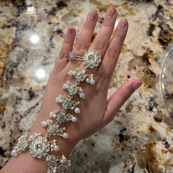 Kundan Single Hath Paan/bracelet/haath Phool/hathh Panja/finger Hand ...