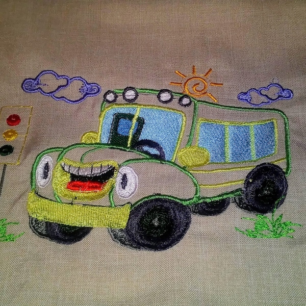 School Bus Embroidery Designs - Bus Machine Embroidery Pattern - School ...