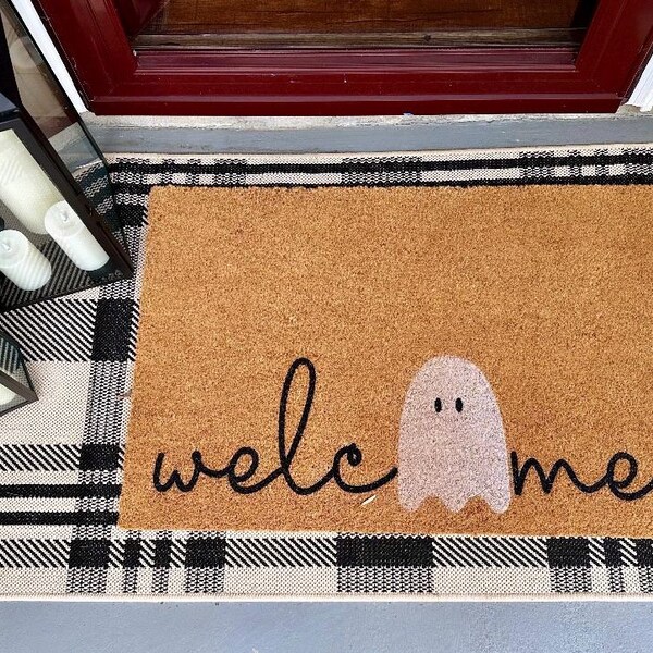 Halloween Ghost Welcome Mat, Halloween Doormat, Halloween Outdoor Decor ...