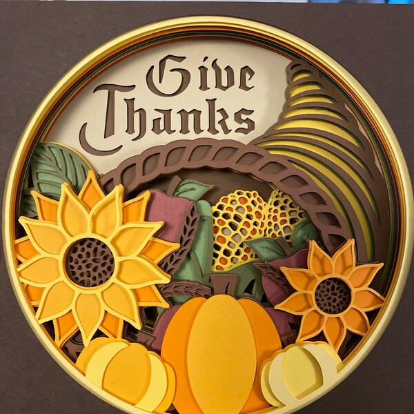 3D CORNUCOPIA Svg - THANKSGIVING Shadow Box Svg - for Cricut - for ...