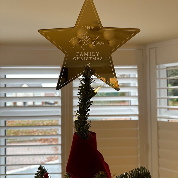 Christmas Tree Topper Star, Engraved Tree Topper, Scandi Christmas ...