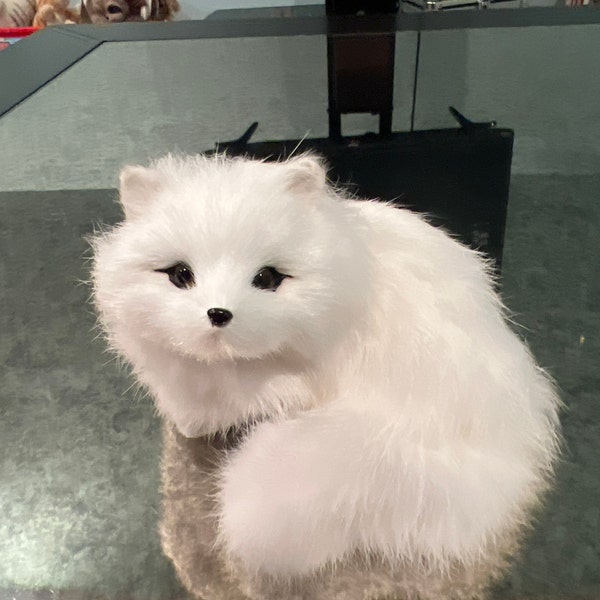 Handmade Faux Fur White Fox Spirit 4in Soft Realistic Animal Ninetails ...