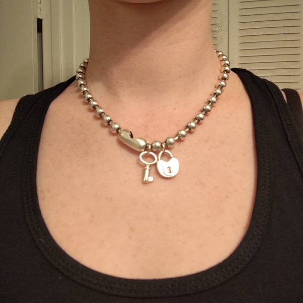 Chunky Ball Chain With Padlock and Key, Uno De 50 Style Key and Padlock ...
