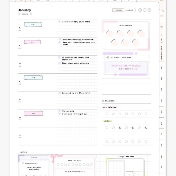 Undated Life Planner, Digital Portrait Planner, Customisable, Pastel ...