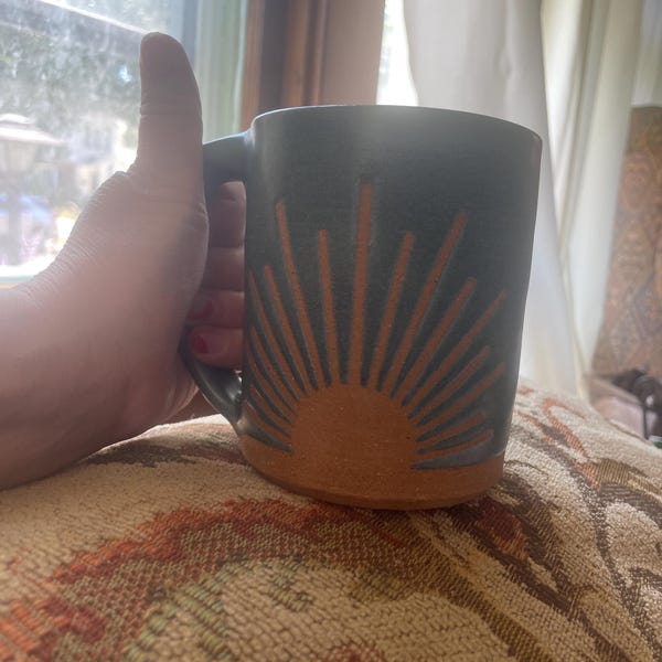 Solstice Mug: Handmade Pottery Mug With Sun Design, Ceramic Coffee Cup ...