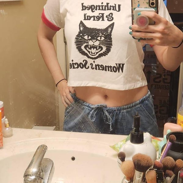 Unhinged and Feral Women’s Society Cropped Retro Ringer Tee - Cute and ...