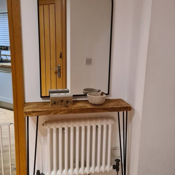 Hand-made Rustic Radiator Cover With Black Three Pin Hairpin Legs ...