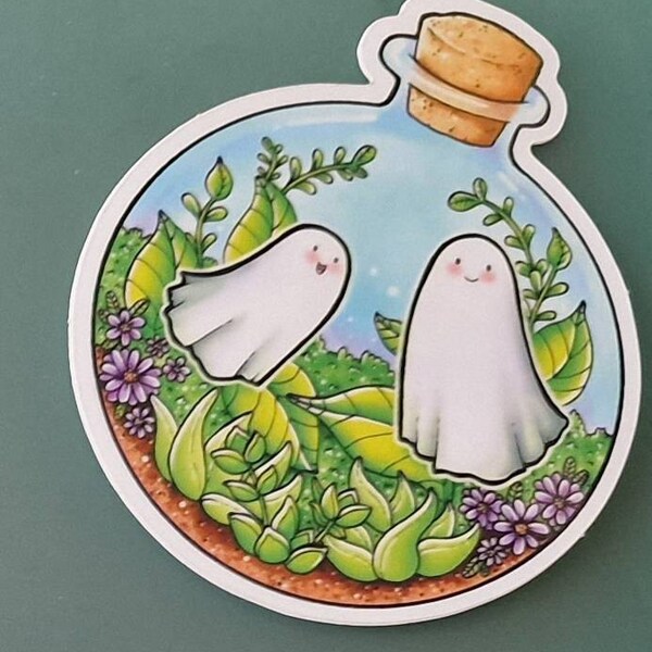 Cute Ghost Terrarium Vinyl Sticker - Etsy
